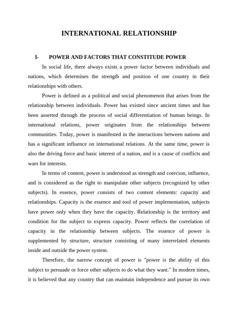 Power Dynamics in International Relations | PDF | System | Behavior