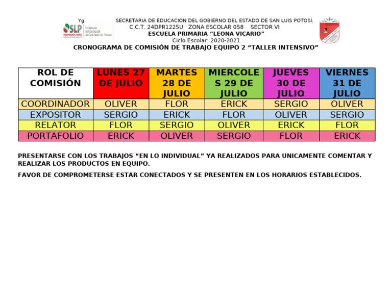Cronograma de Comisiones | PDF