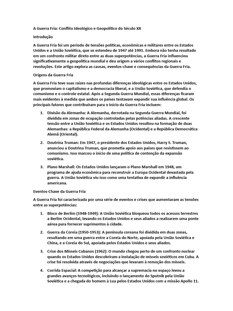 Guerra Fria | PDF | Guerra Fria | União Soviética