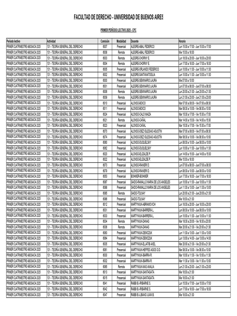 CPC 2025: Horarios Abogacía | PDF | Justicia | Crimen y violencia