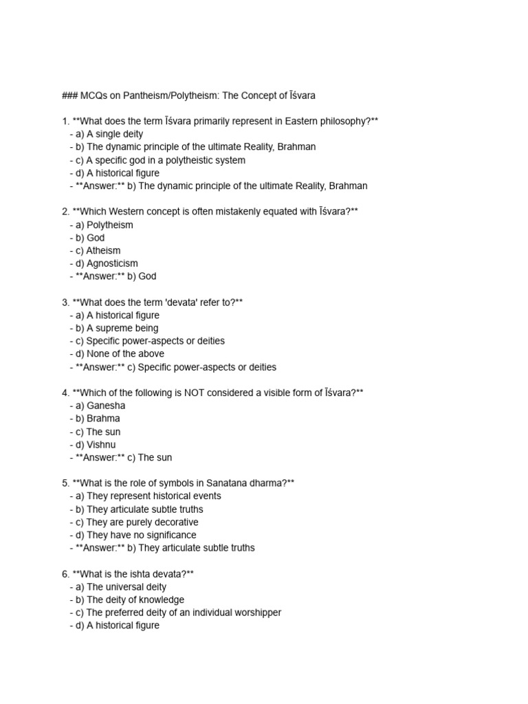 Understanding Īśvara and Pantheism | PDF | Polytheism | Devi