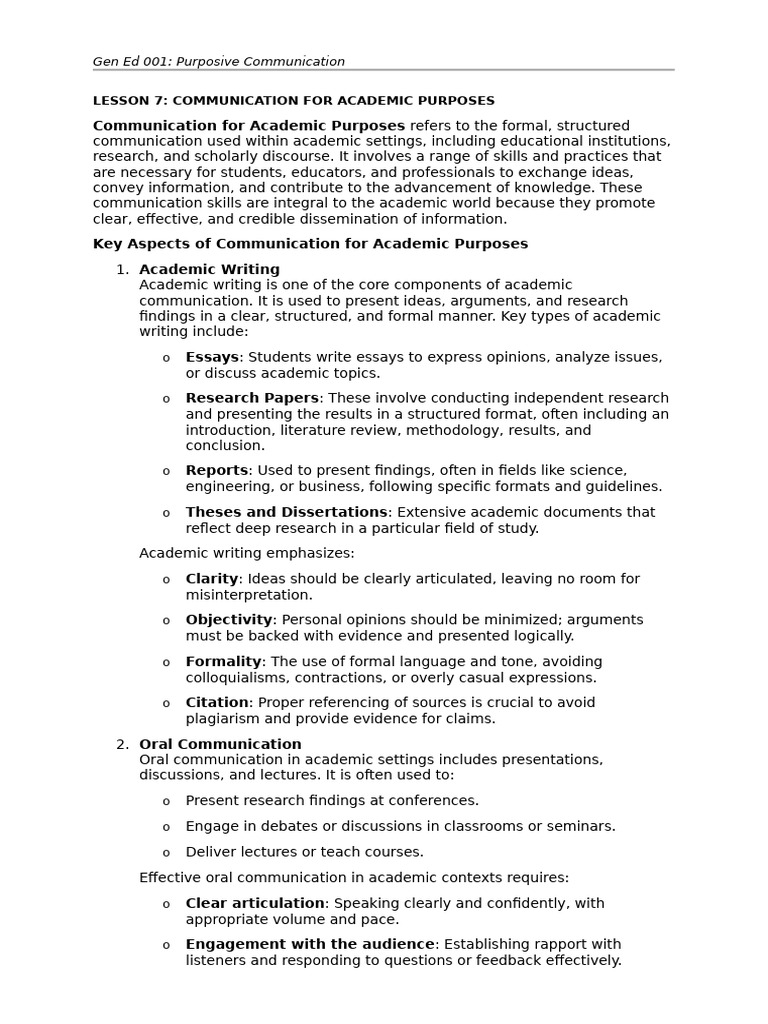 Academic Communication Skills Overview | PDF | Communication | Critical ...