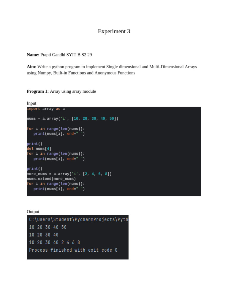 Experiment 3: Name Aim | PDF
