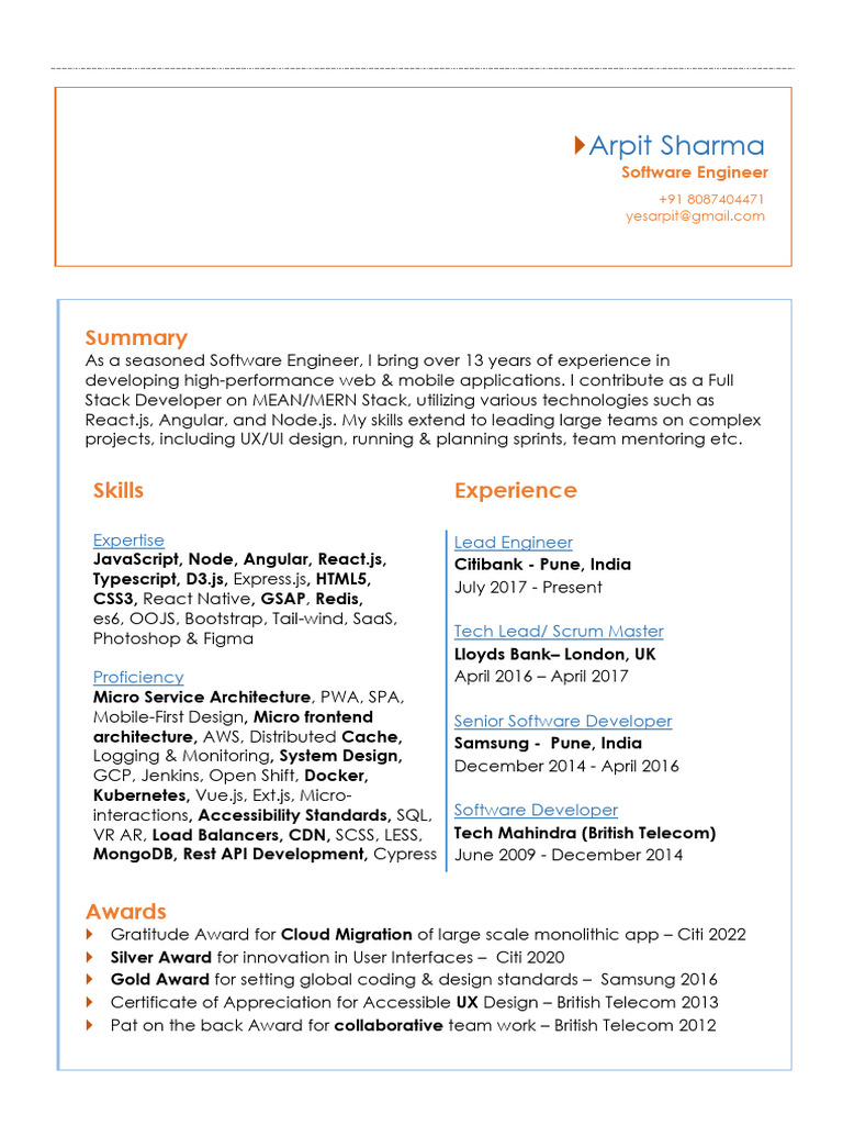resume-JID1123-Arpit Sharma | PDF | Software Development | Systems Architecture