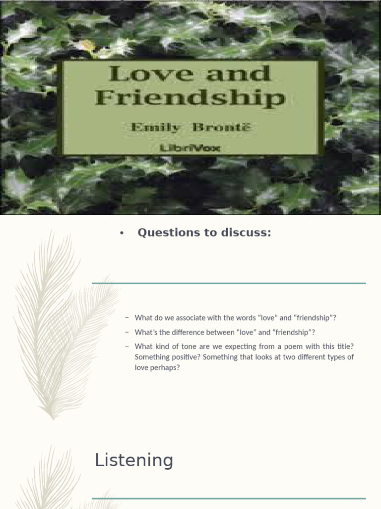 Love and Friendship - Emily Bronte | PDF