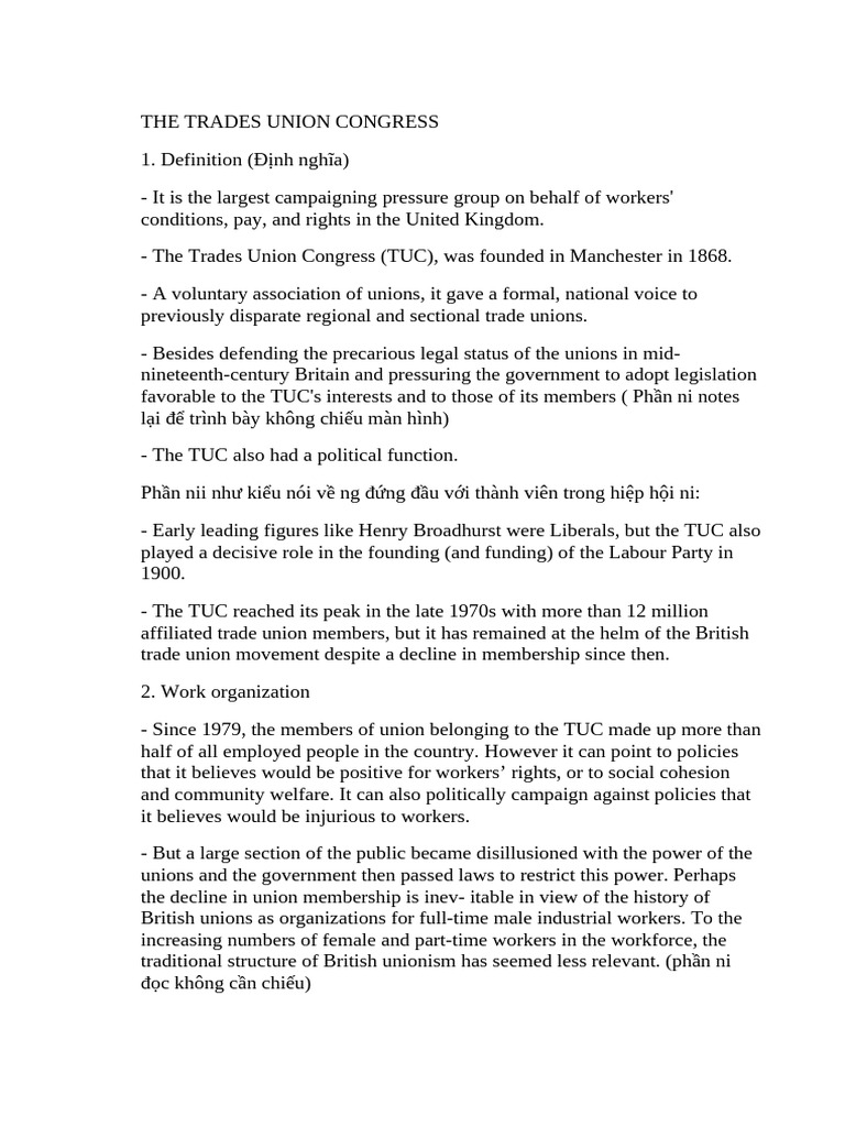 Overview of the Trades Union Congress | PDF
