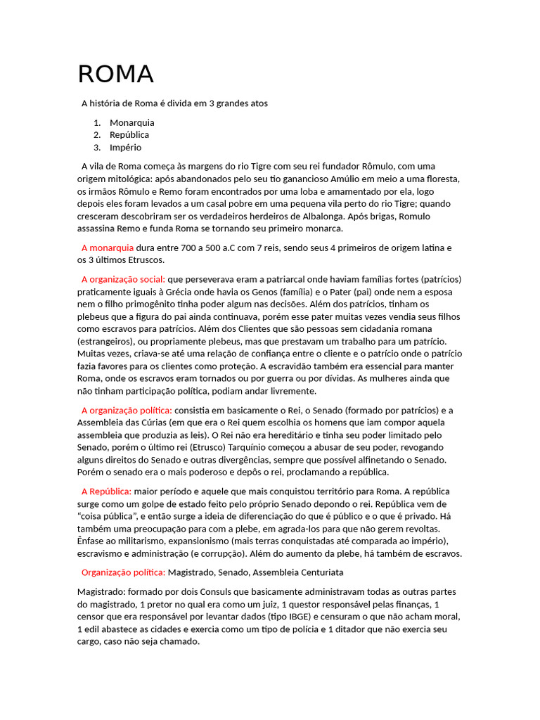 Mini Resumo Sobre o Imperio Romano | PDF | Júlio César | Augustus