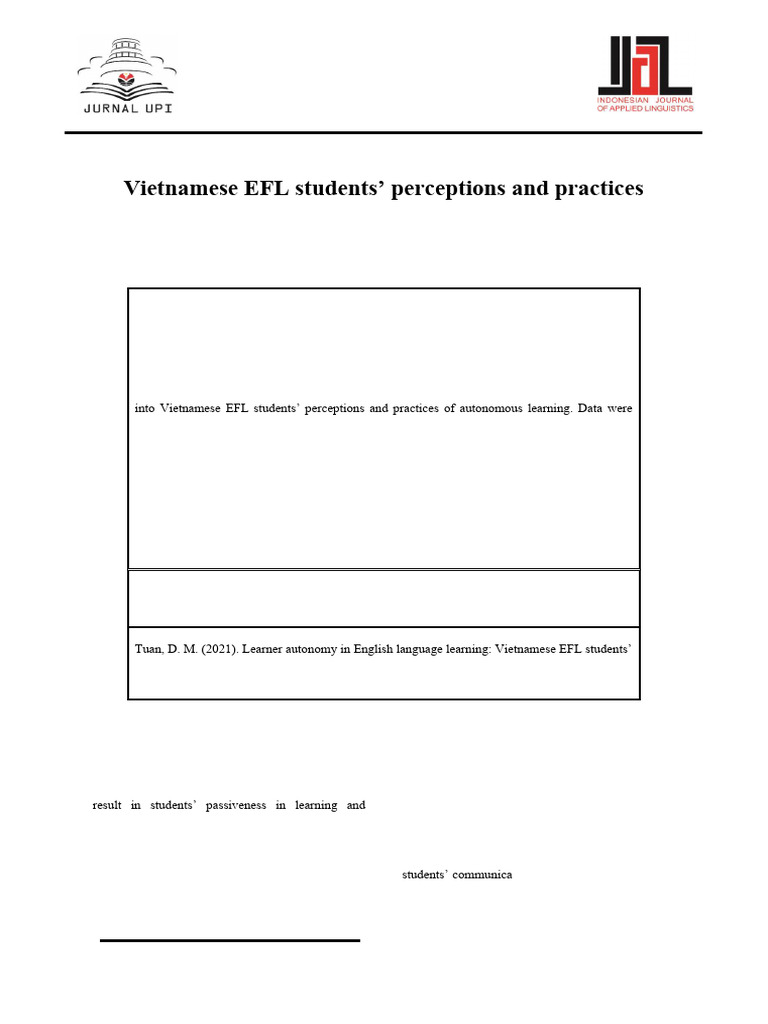 4 - Learner Autonomy in English Language Learning Vietnamese EFL Students Perceptions and ...