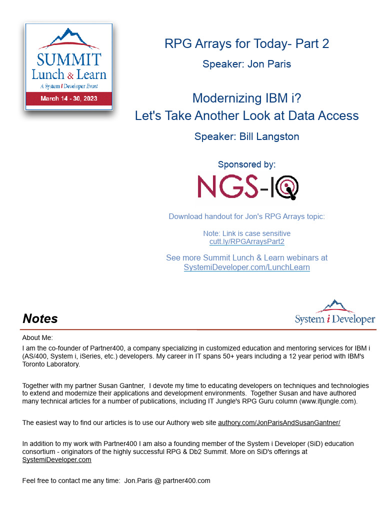 rpgarraysfortoday_part2 | PDF | Parameter (Computer Programming) | Ibm Rpg