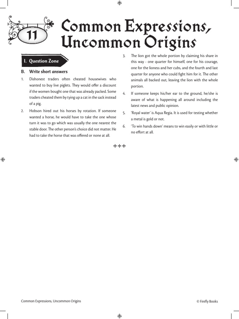 Common Expressions, Uncommon Origins: I. Question Zone | PDF