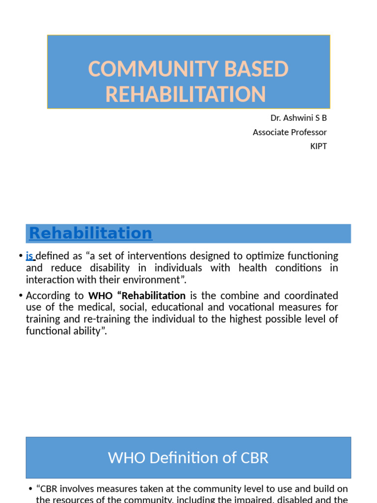 Community Based Rehab - 11133 - PT 1130-T - 26-11-2024 | PDF ...