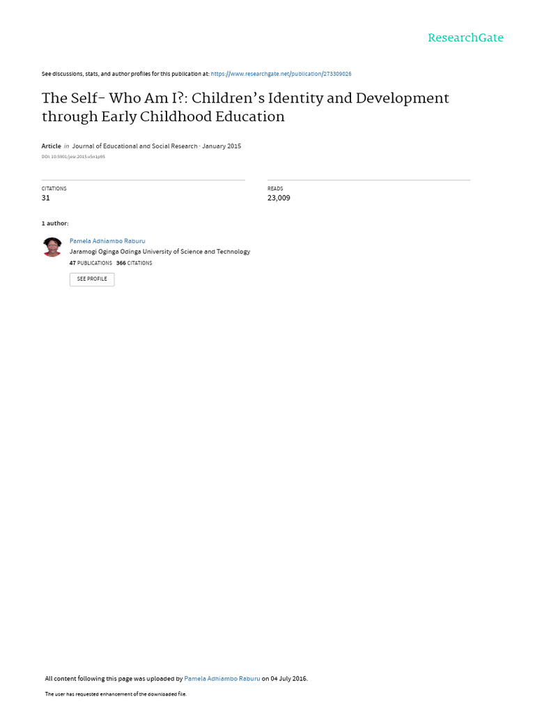 Children's Identity in Early Education | PDF | Identity (Social Science ...