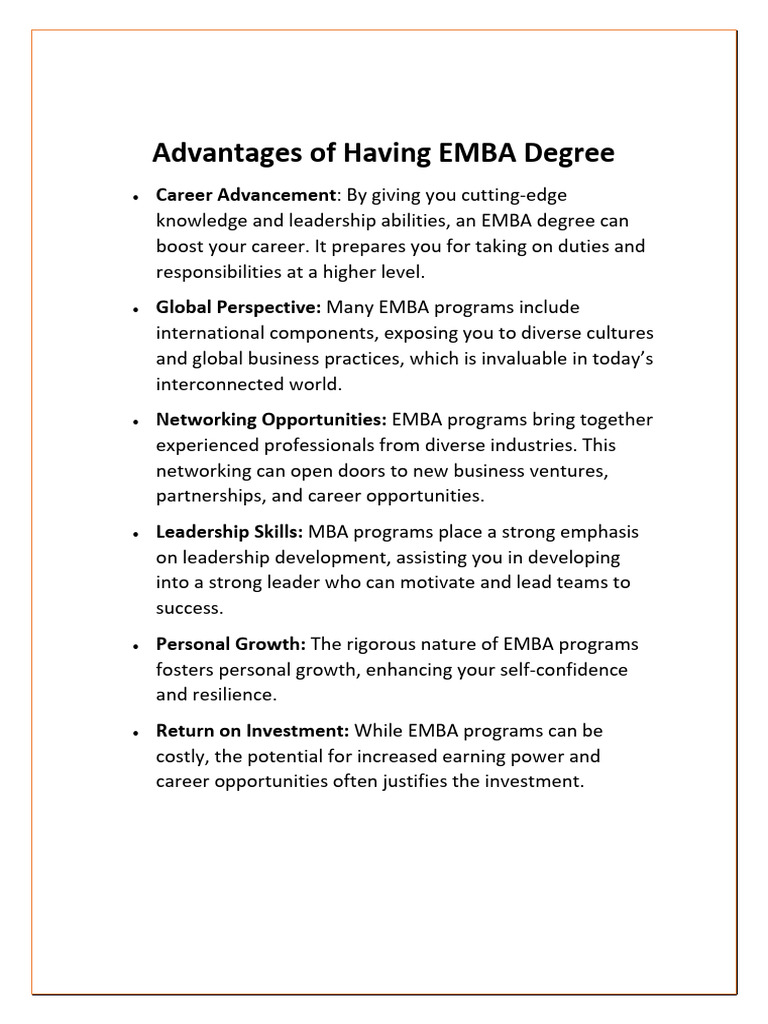 Benefits of an EMBA Degree | PDF