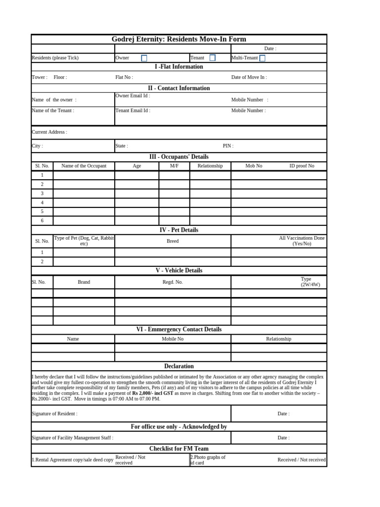 Geoa Move in-out Form | PDF