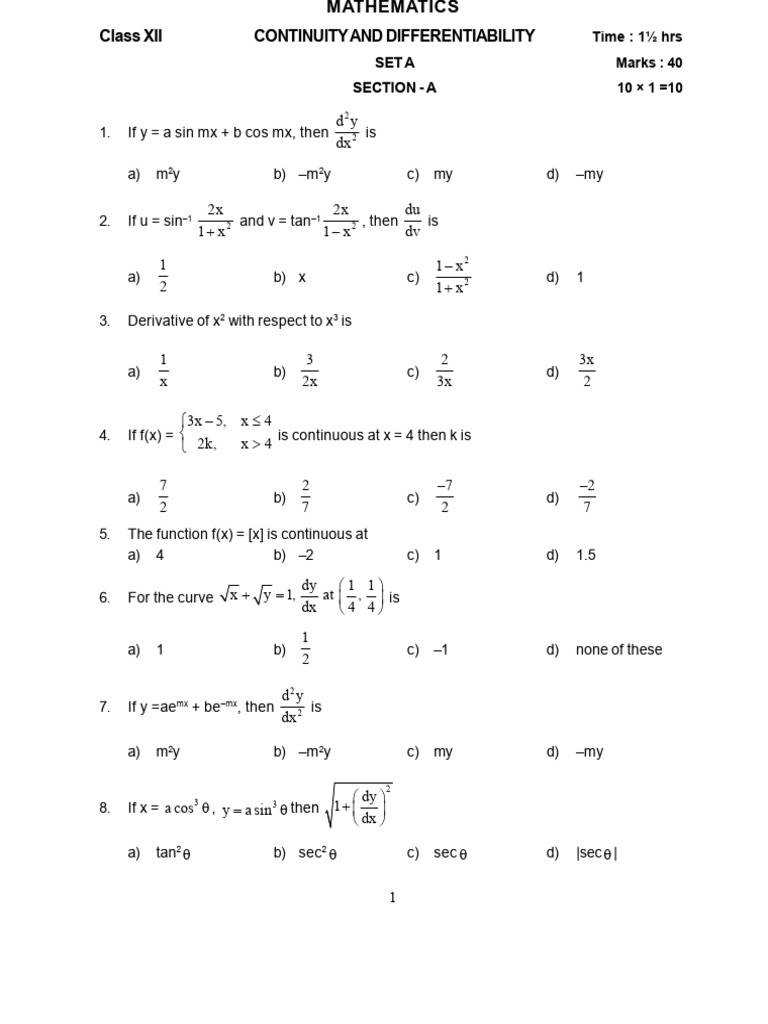 Continuity and Differentiability-1 | PDF | Mathematical Concepts | Functions And Mappings