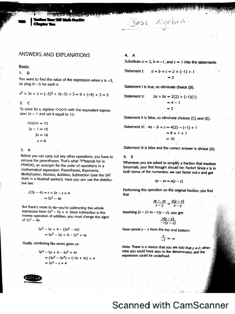 Basic Algebra Solutions | PDF