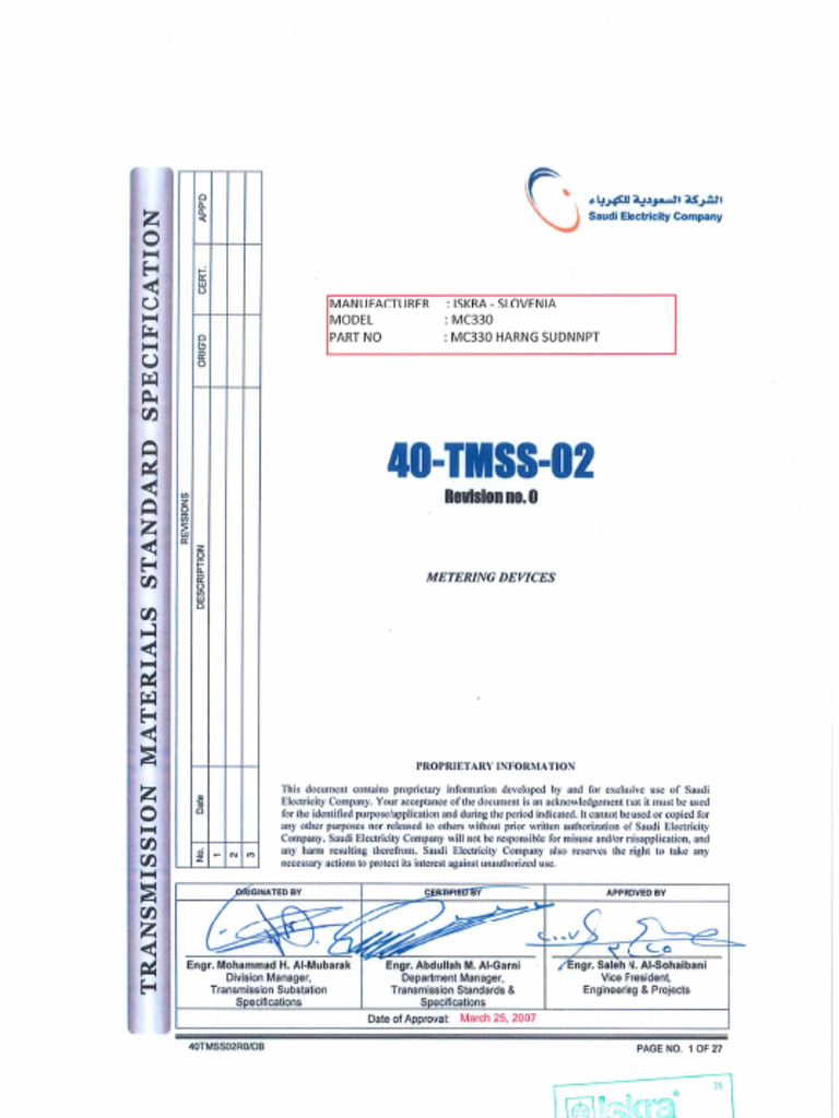 40-TMSS-02, Rev0 (ISKRA MC330 METER) | PDF