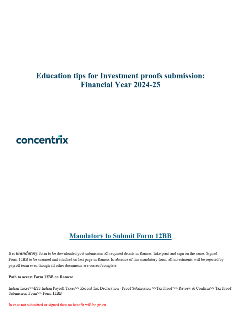 Education Tips For Investment Proofs Submission | PDF | Life Insurance ...