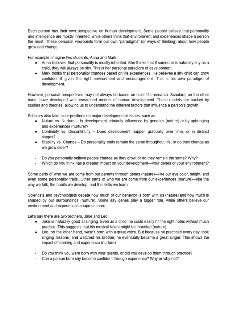 Nature vs. Nurture in Human Development | PDF | Extraversion And ...