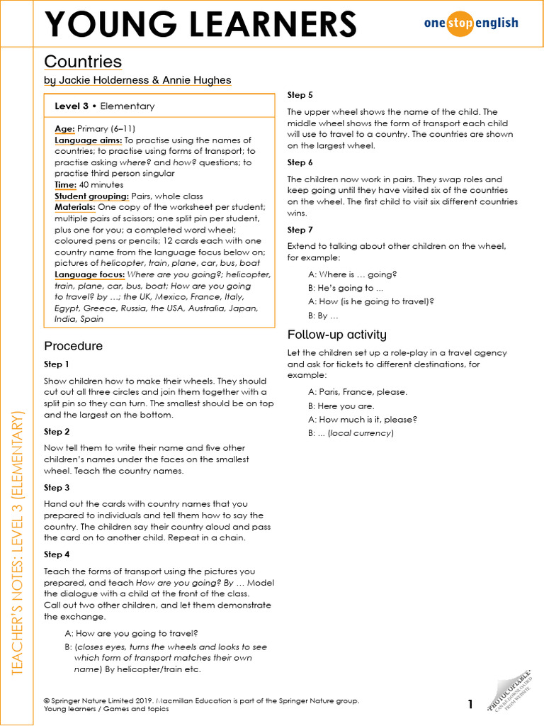 Young Learners Countries Level 3 | PDF