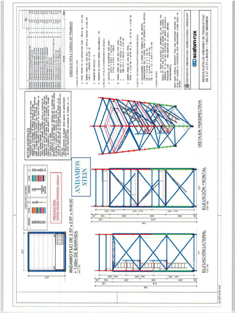 ANDAMIO DE TRABAJO FIJO DE 2.57x2.57xH 6.00 1.00m DE BARANDA | PDF