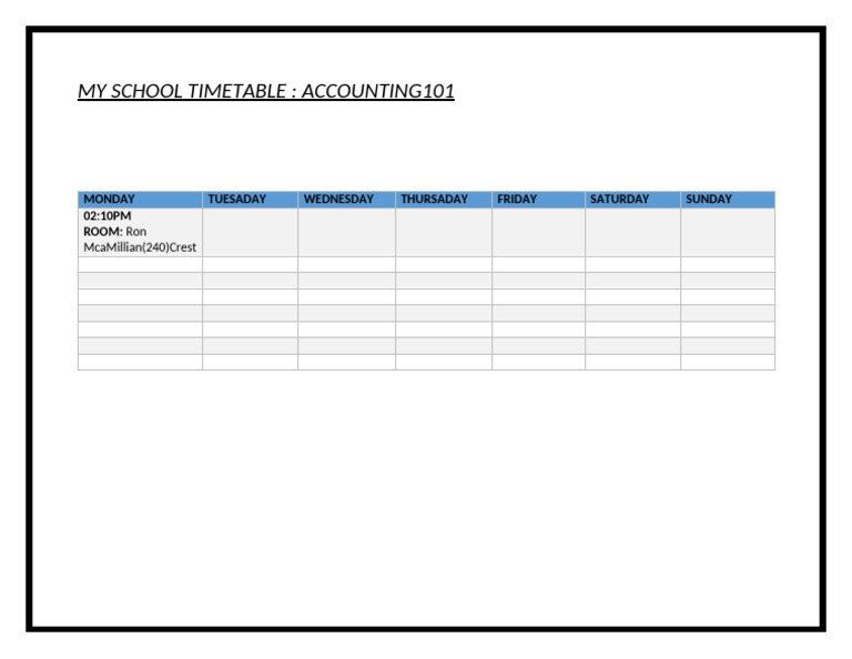 School Timetable for Accounting 101 | PDF