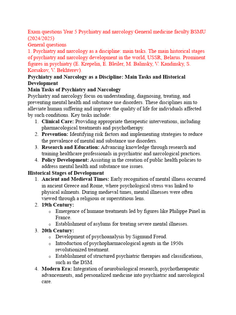 Psychiatry Exam | PDF | Mental Disorder | Psychosis