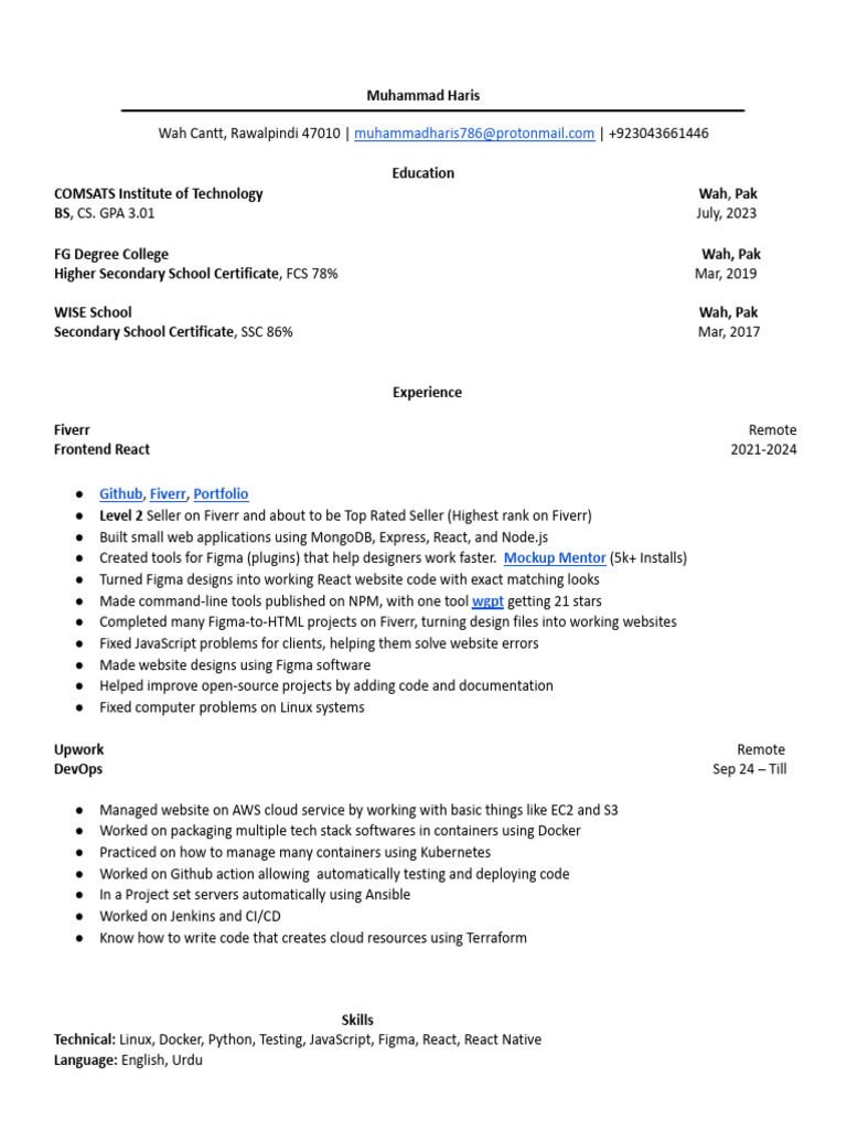 Resume Muhammad Haris Muhiris | PDF | Computer Architecture | Computer Engineering
