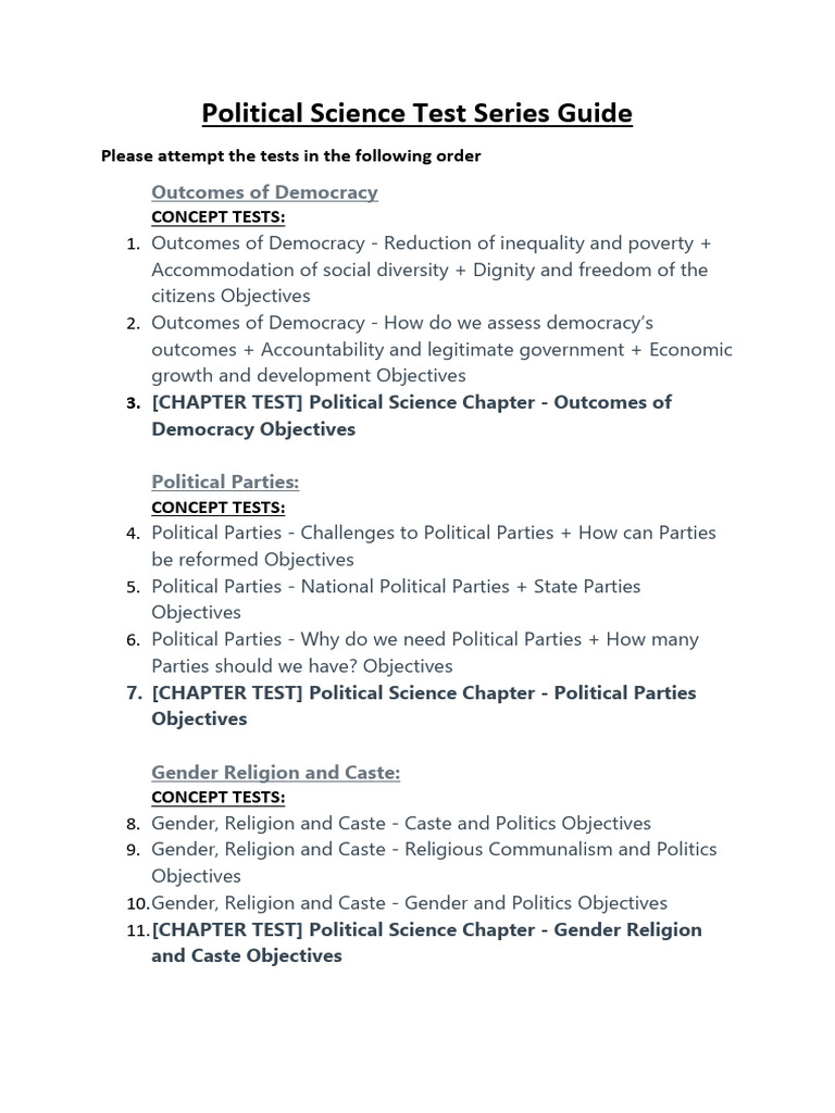 10 Political Science Test Series Guide | PDF
