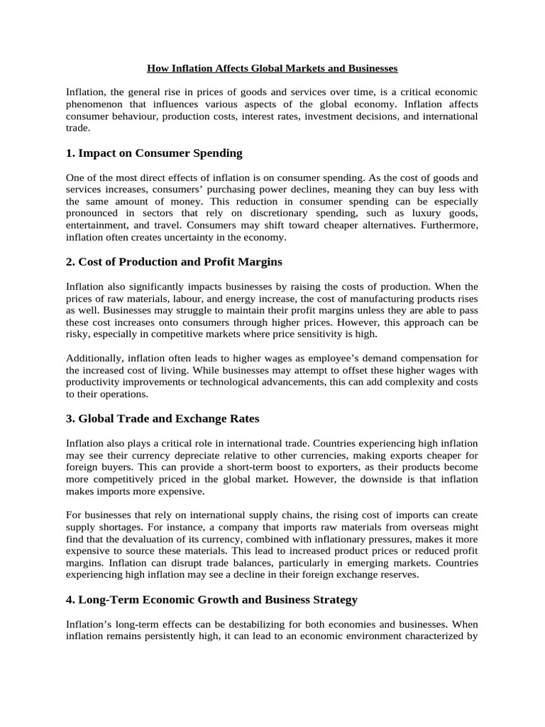 How Inflation Affects Global Markets and Businesses | PDF | Cost Of ...