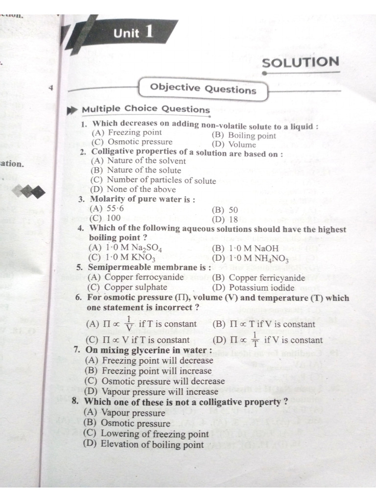 Chemistry CH 1 (Solution) Objectives | PDF