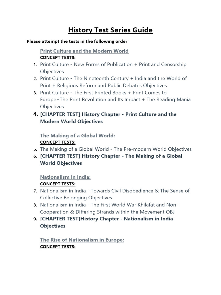 10 History Test Series Guide | PDF