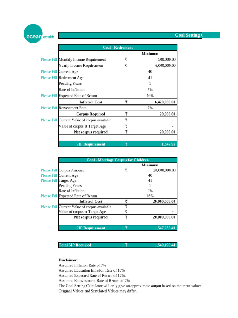 Goal Setting Calculator | PDF | Inflation | Economies