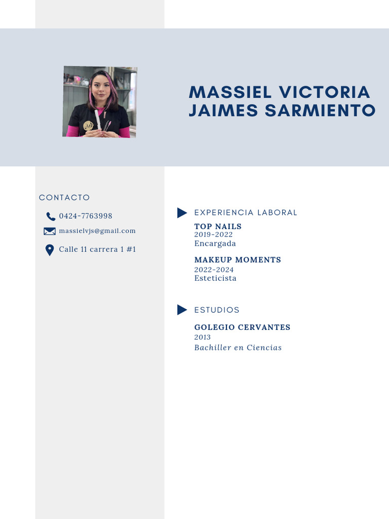 A4 CV Sin Foto Trabajo Formal Joven Blanco y Azul PDF | PDF