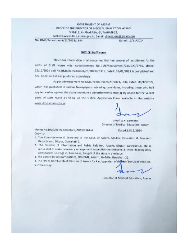 Notice Staff Nurse | PDF