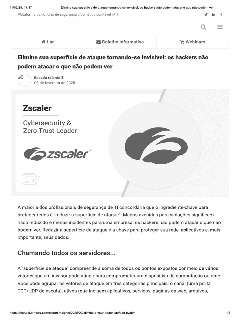 Elimine Sua Superfície de Ataque Tornan... S Não Podem Atacar o Que Não ...