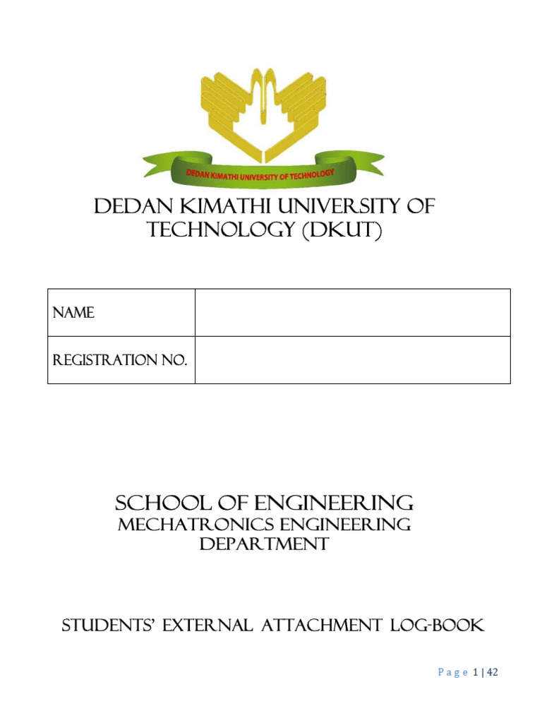 DKUT Mechatronics Student Logbook | PDF