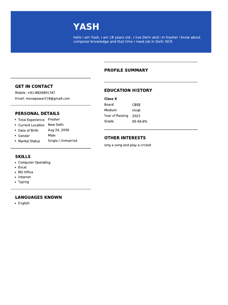 Yash Resume | PDF