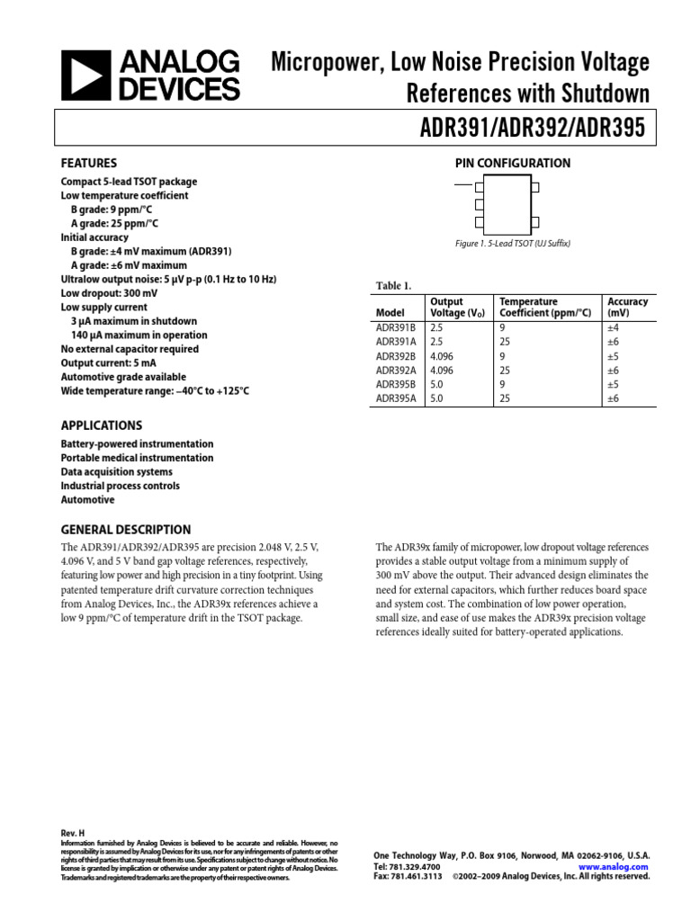 Analog Devices ADR391 - 392 - 395 | PDF | Capacitor | Electricity