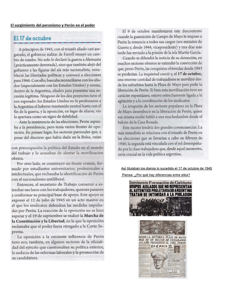 04.4el Surgimiento Del Peronismo y Perón en El Poder | PDF