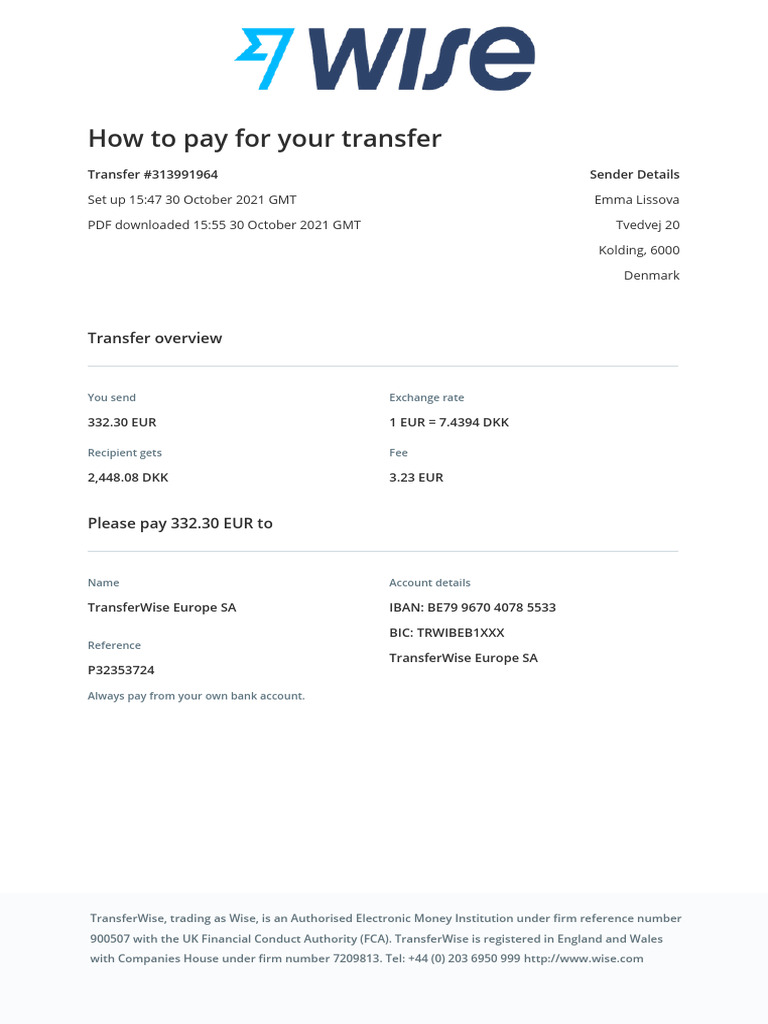 TransferWise Payment Instructions Guide | PDF