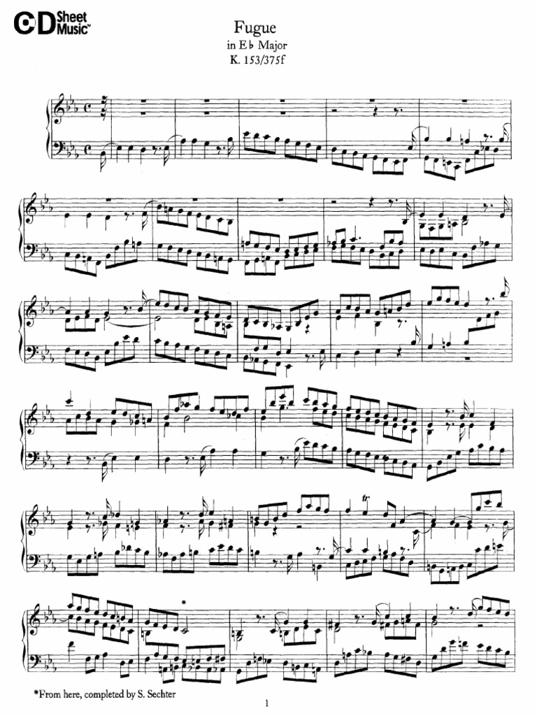 Mozart - Fugue in Eb Major, K.153, 375f | PDF