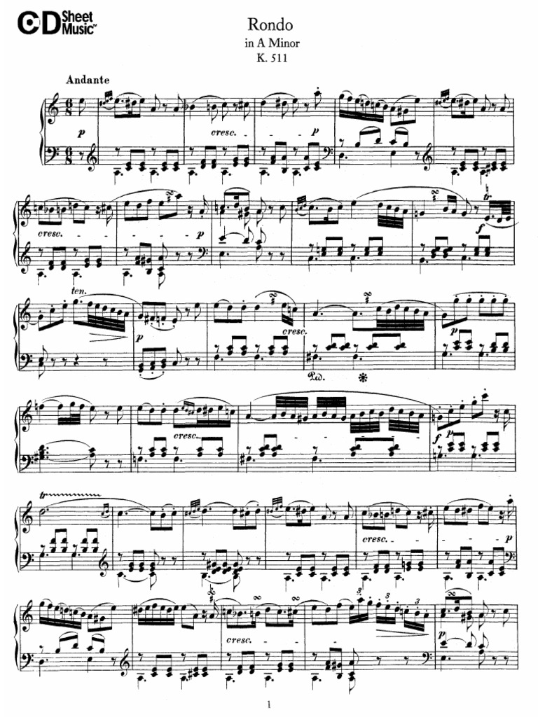 Mozart - Rondo in A Minor, K.511 | PDF