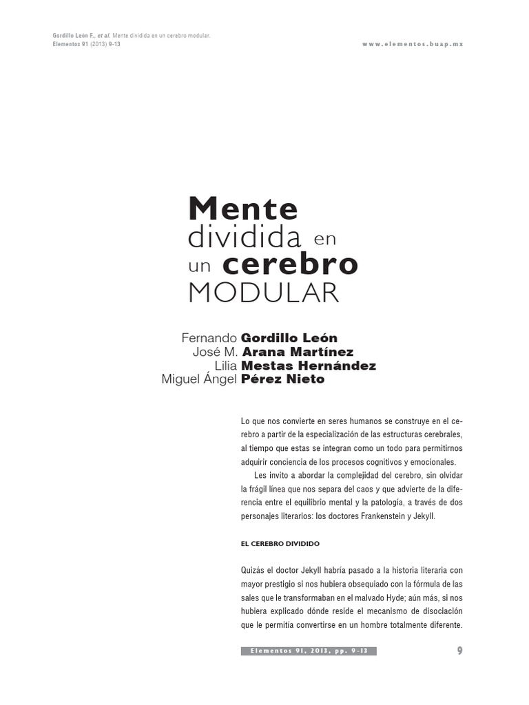 Mendte Dividida en Cerebro Modular | PDF | Cerebro | Mente