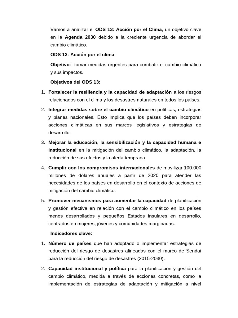 Vamos A Analizar El ODS 13 | PDF | Resiliencia climática | Cambio climático