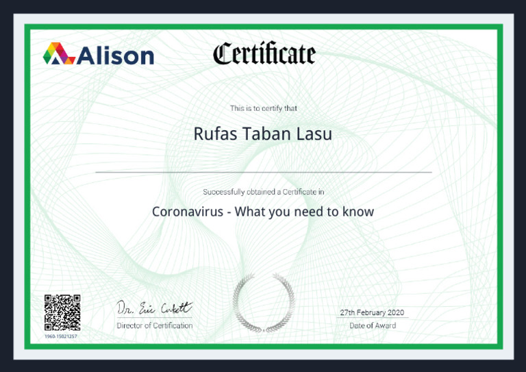 Alison - Certificate 1960 15021257 | PDF