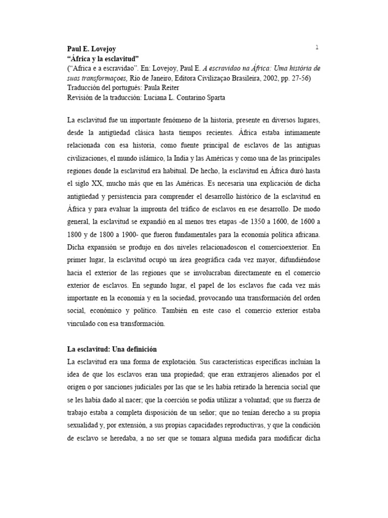 Lovejoy | PDF | Esclavitud | Mujer