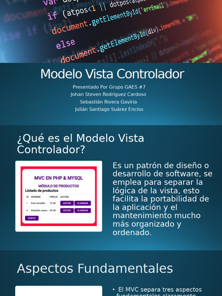 Exposición Modelo Vista Controlador | PDF | SQL | Modelo – Vista ...