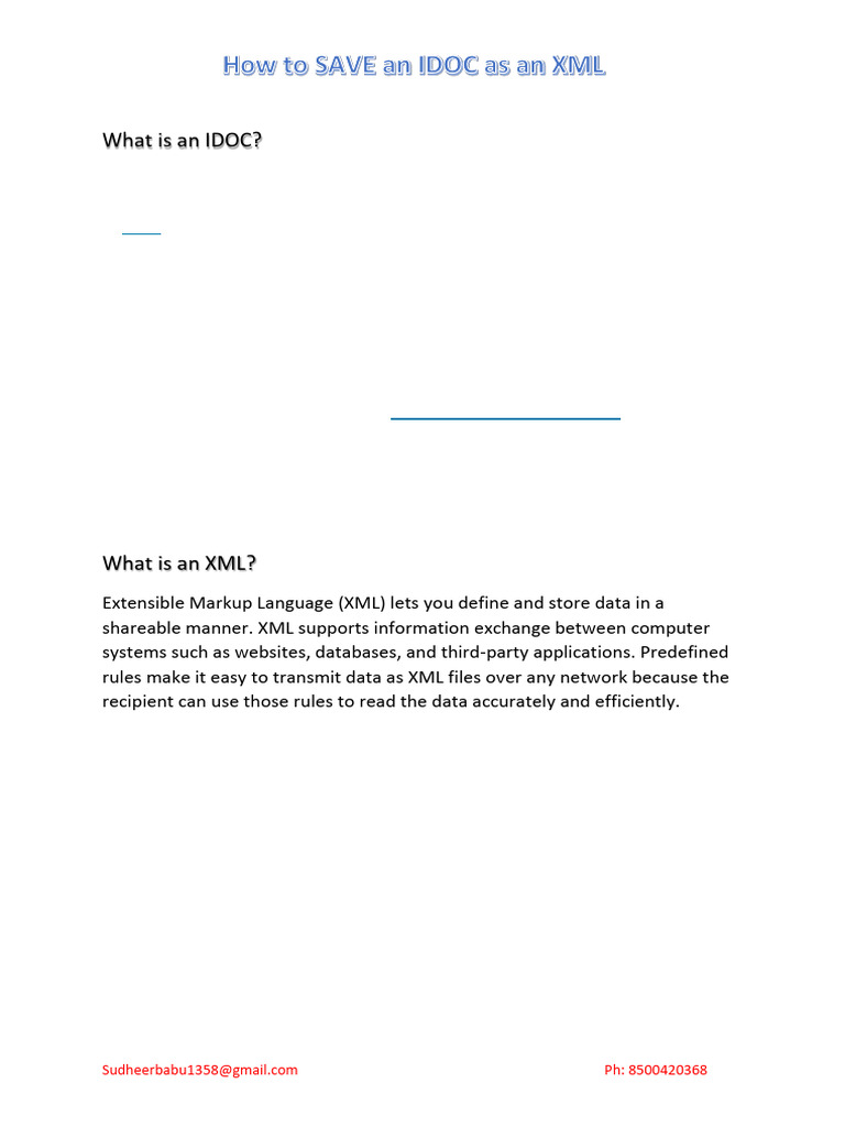 How To Save IDOC As An XML PDF | PDF | Xml | Electronic Data Interchange