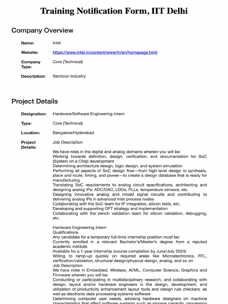 Intel Hardware Software Engineering Intern Pdf